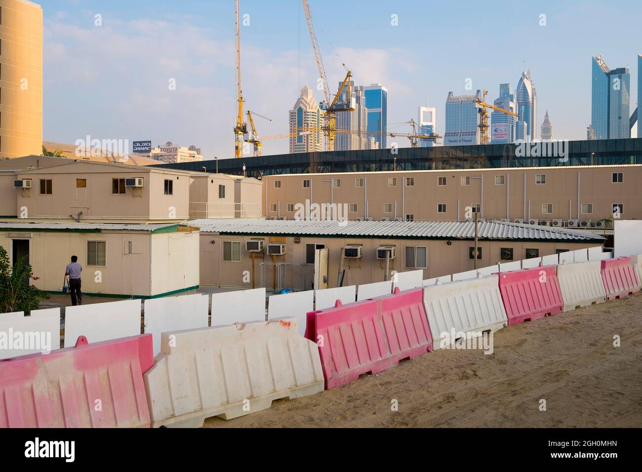 Temporary housing compound for foreign labor construction workers. In ...