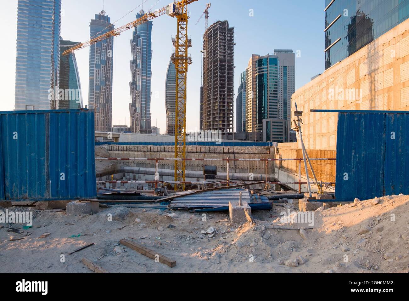 Foundation work at a large building construction project in the new ...