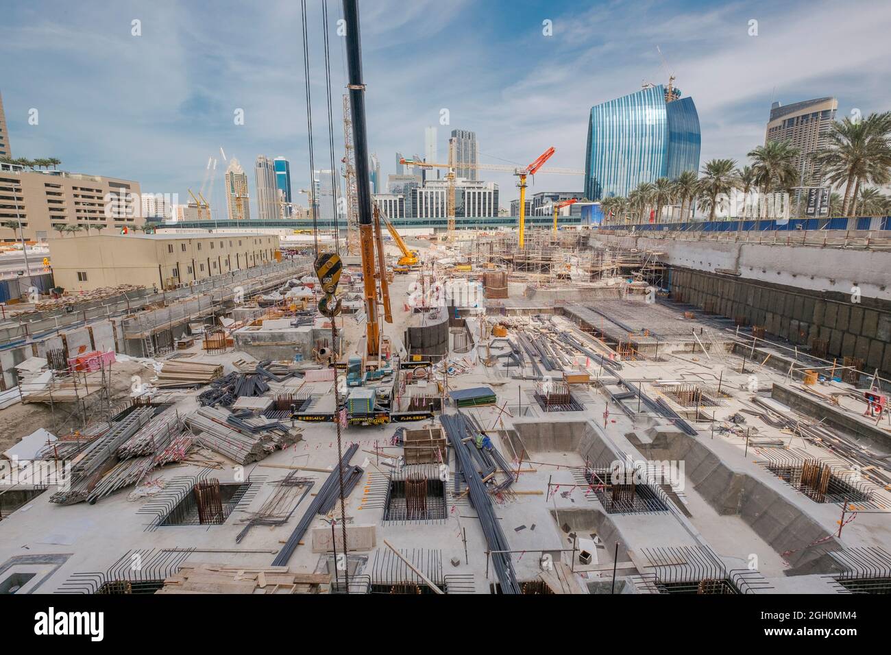 Foundation work at a large building construction project in the new ...