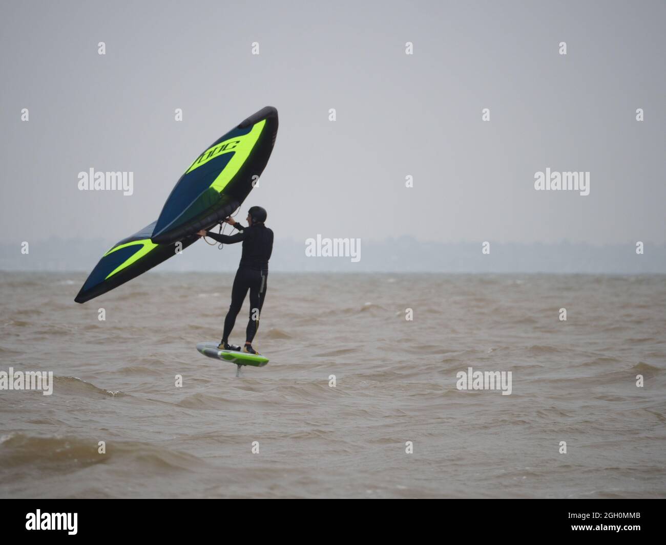 Kite connected to a board fitted with hydrofoils hi-res stock ...