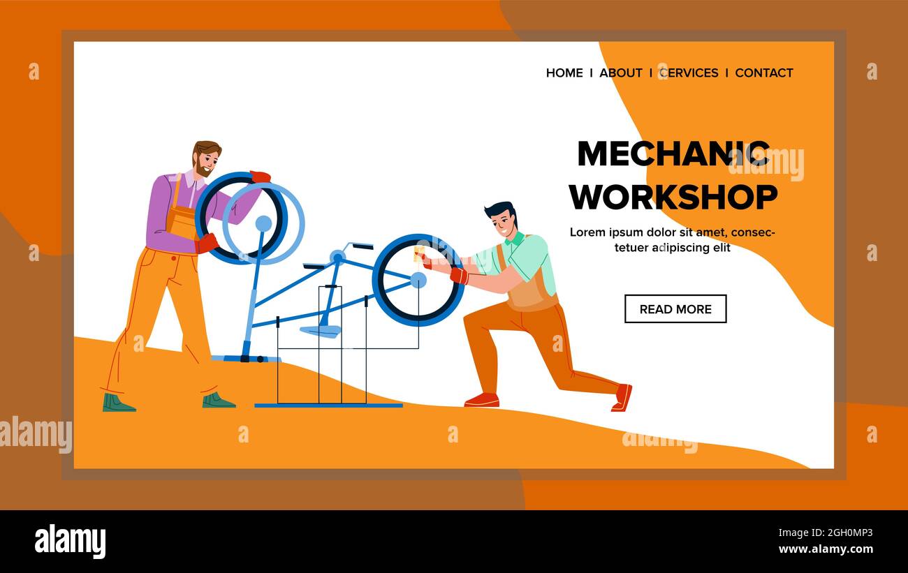 Mechanic Workshop Garage For Repair Bicycle Vector Stock Vector Image ...