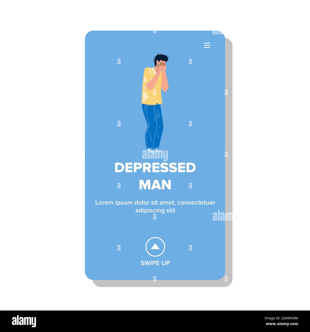 Depressed Man With Failure Trouble Crying Vector Stock Vector Image ...