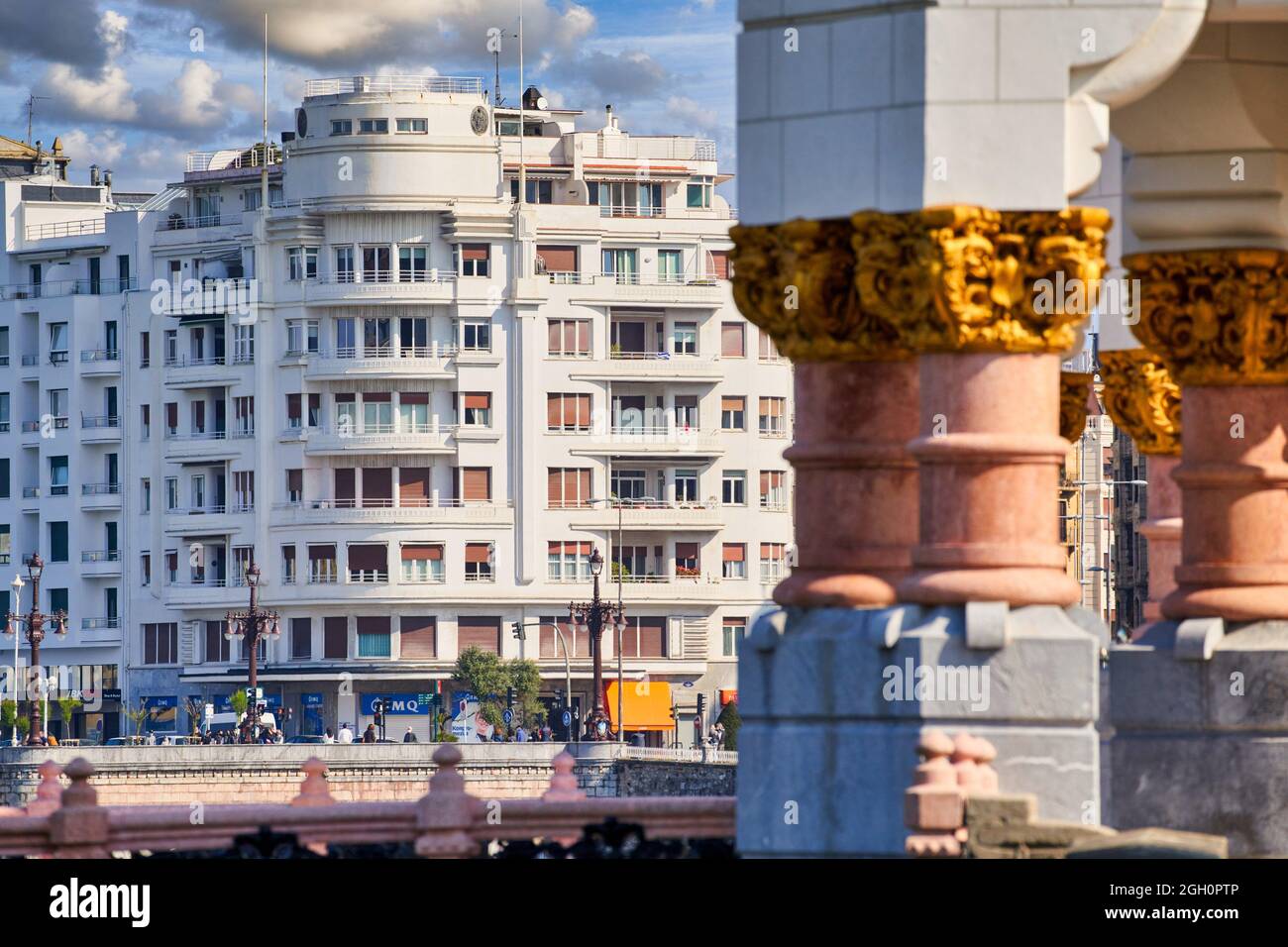 Maria Cristina Bridge elegant structure crossing over the River Urumea ...