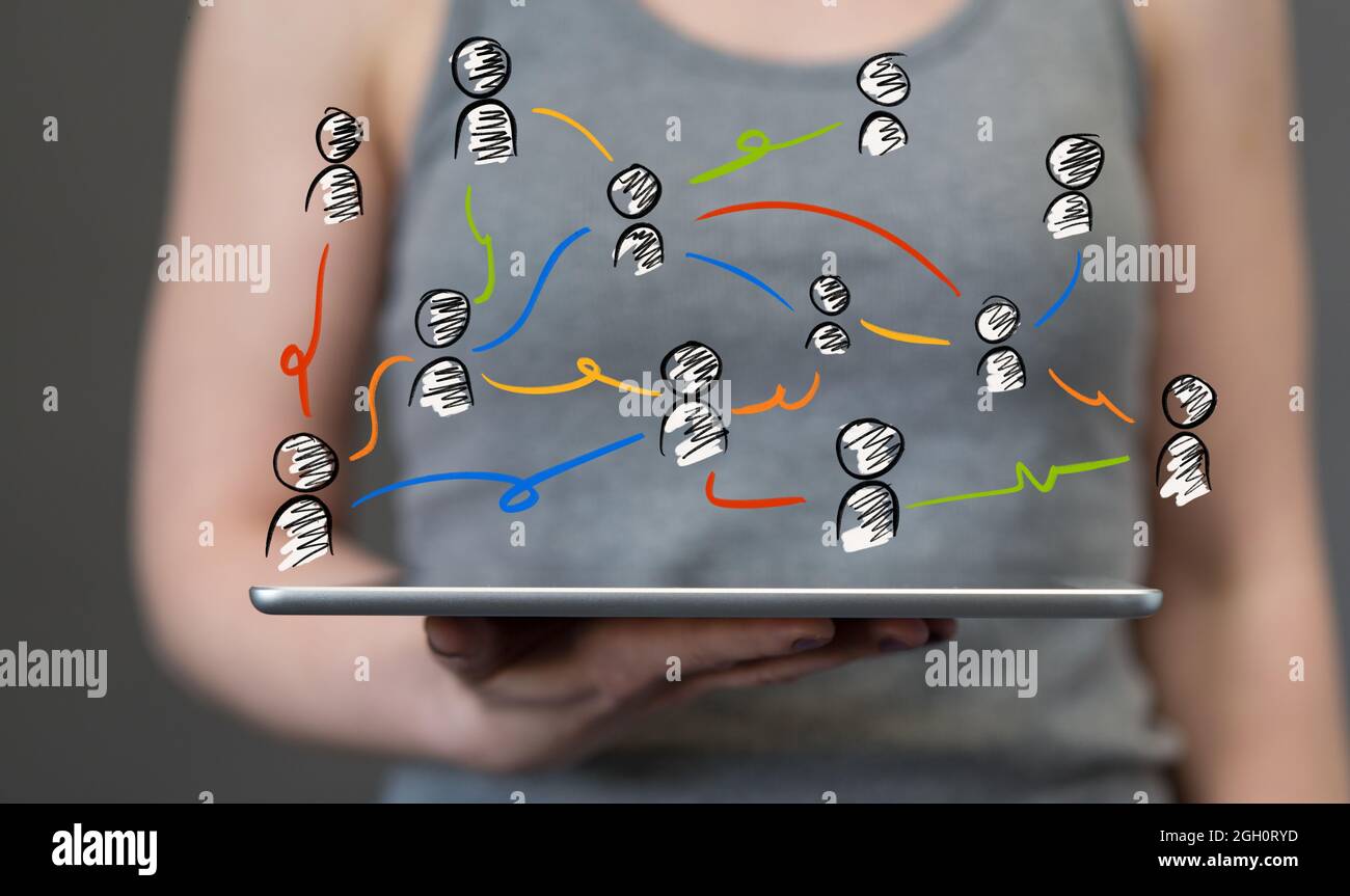 Digital concept of floating abstract social network scheme, which ...