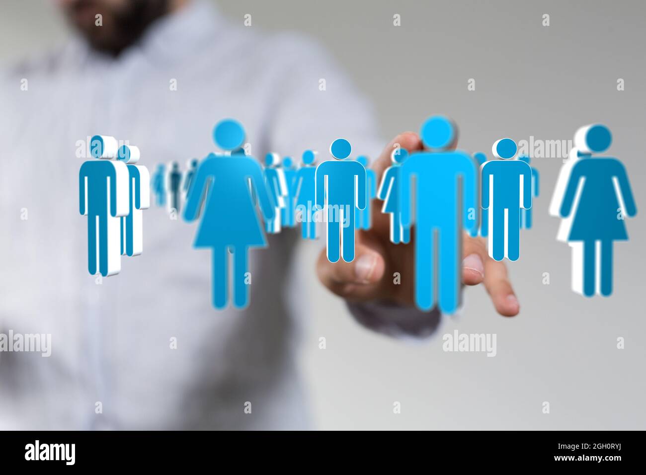 Digital concept of teamwork and partnership, fingers pointing at ...