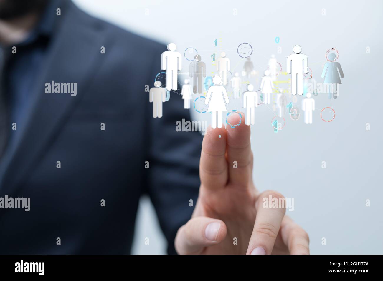 Digital concept of teamwork and partnership, fingers pointing at ...