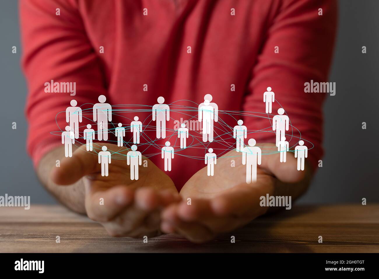 Digital concept of social networking , floating profile signs on the ...