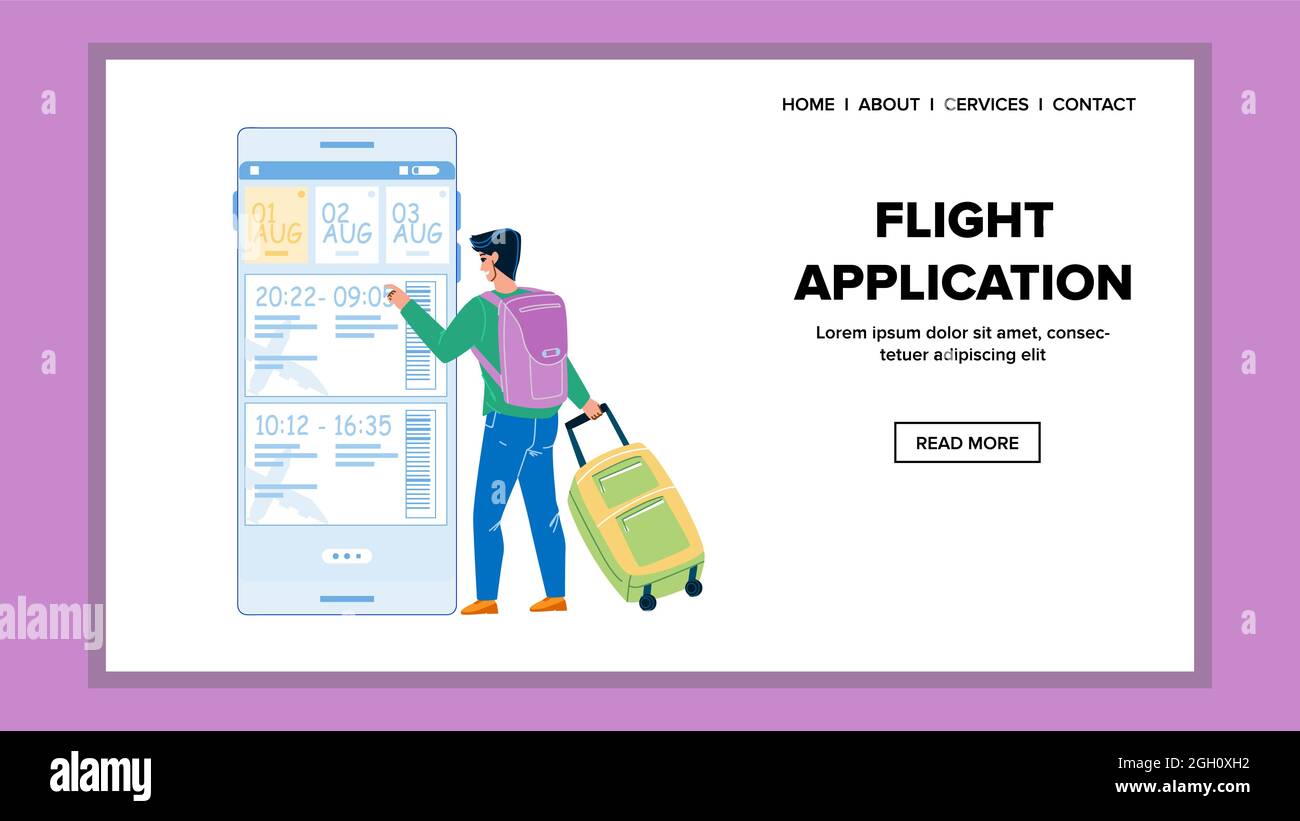 Flight Application For Buy Airplane Ticket Vector Stock Vector Image ...