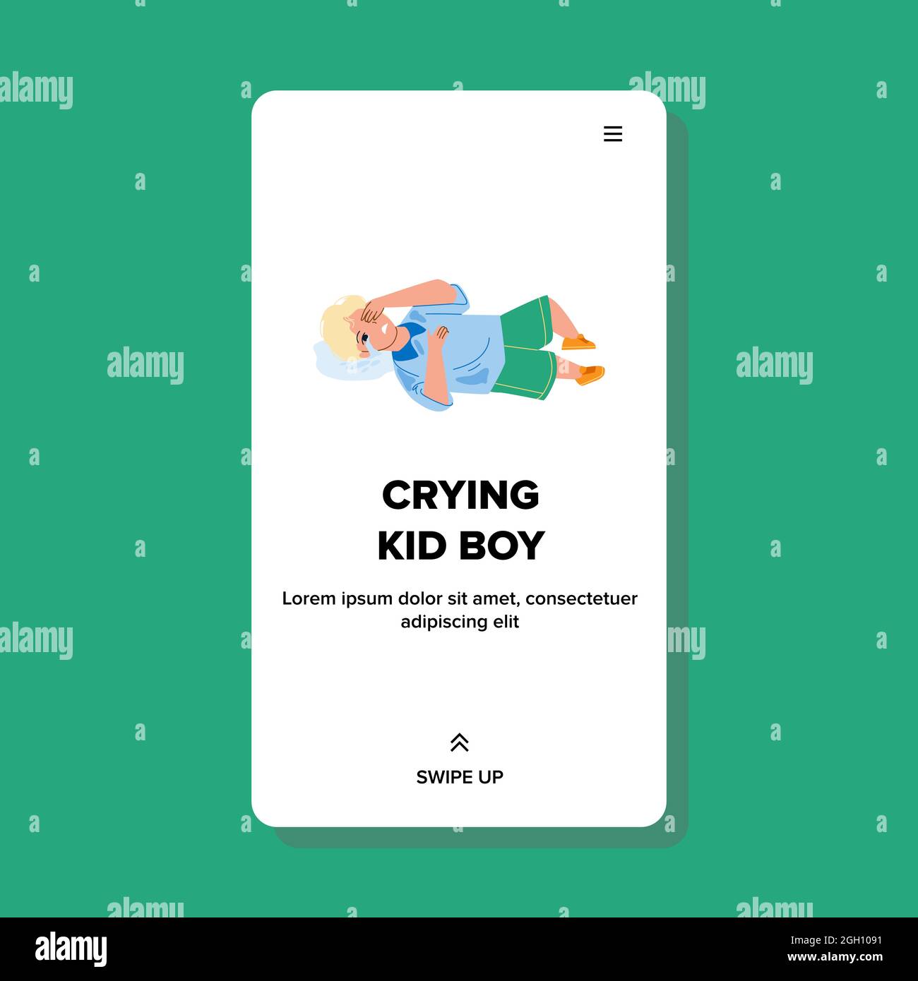 Frustrated Crying Kid Boy Laying On Floor Vector Stock Vector Image ...
