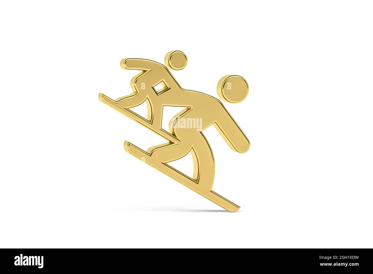 Golden 3d ski jumping icon isolated on white background - 3d render ...