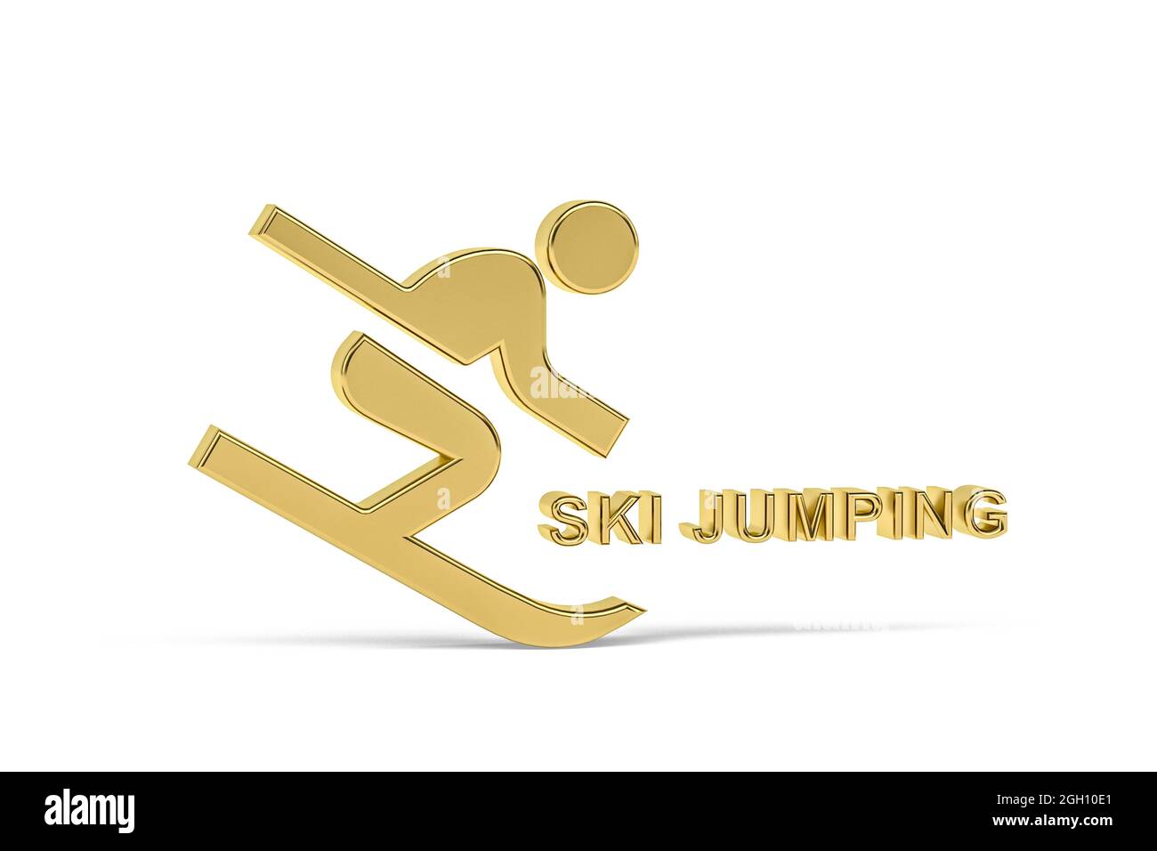 Golden 3d ski jumping icon isolated on white background - 3d render ...