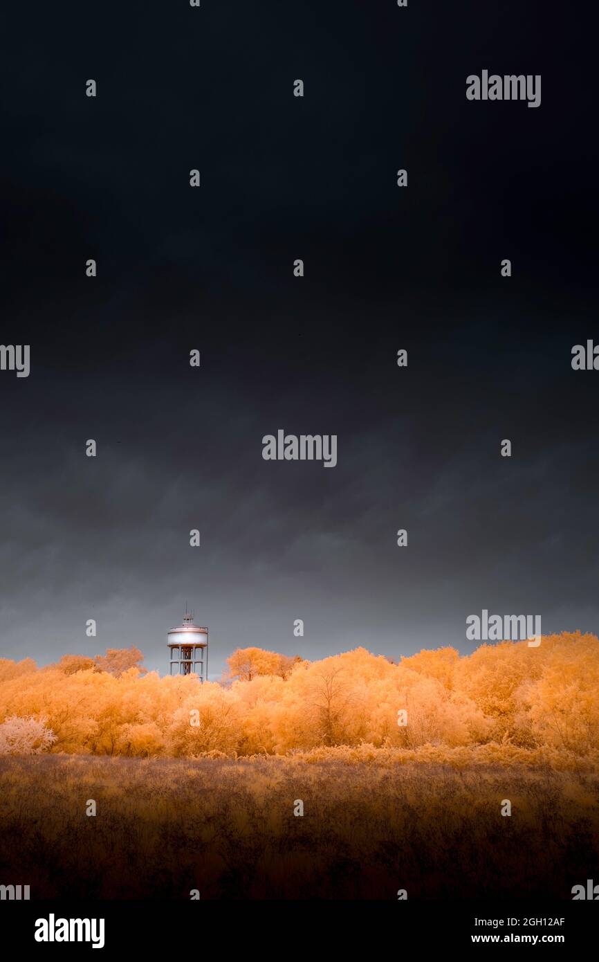 Water Tower infrared landscape photo Stock Photo - Alamy