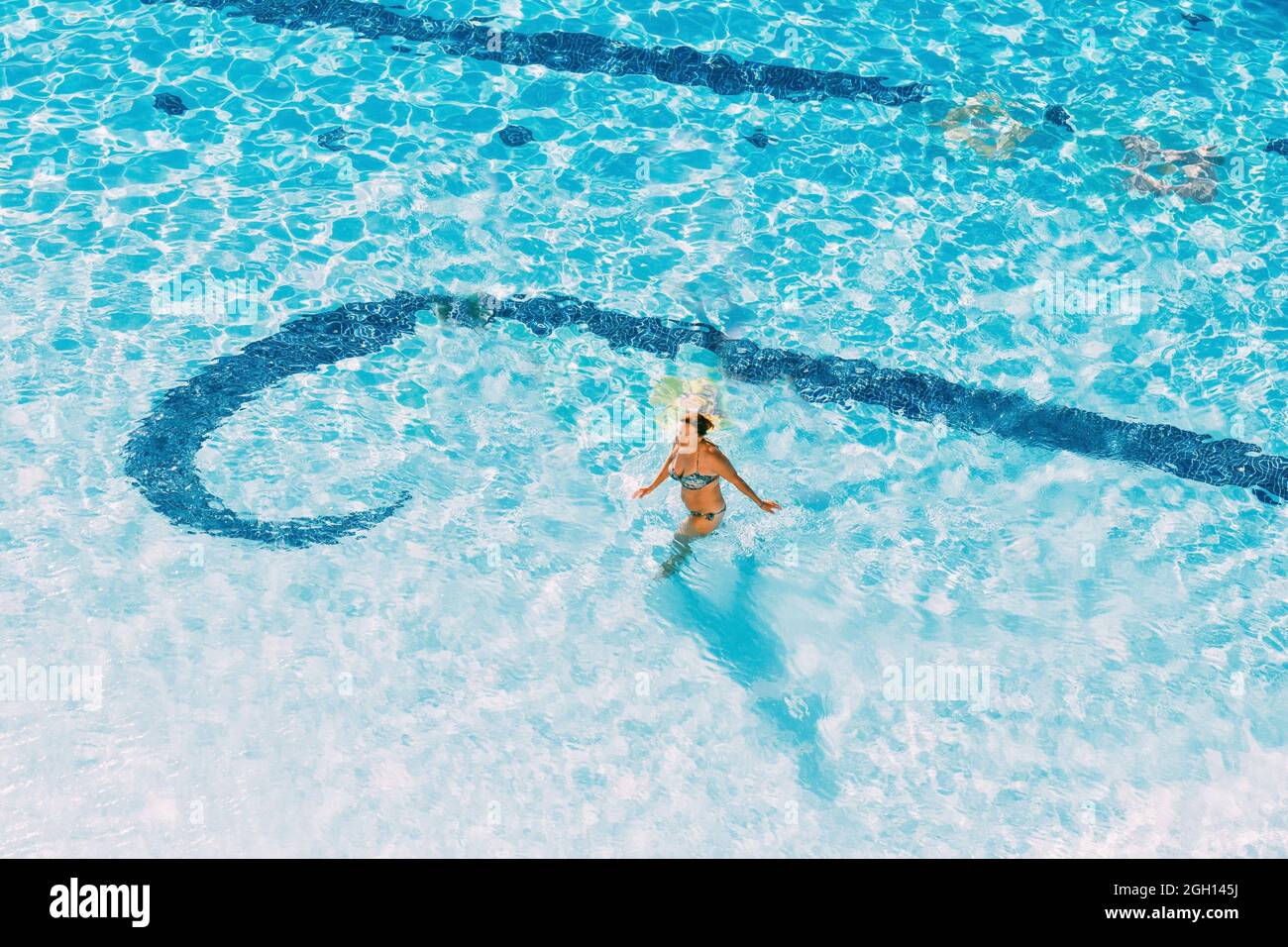 Woman Standing Swimming Pool Day High Resolution Stock Photography and ...