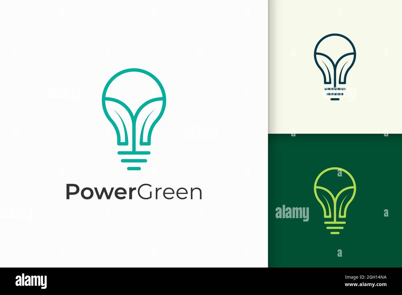 Modern light bulb and leaf logo represent nature and innovation Stock ...
