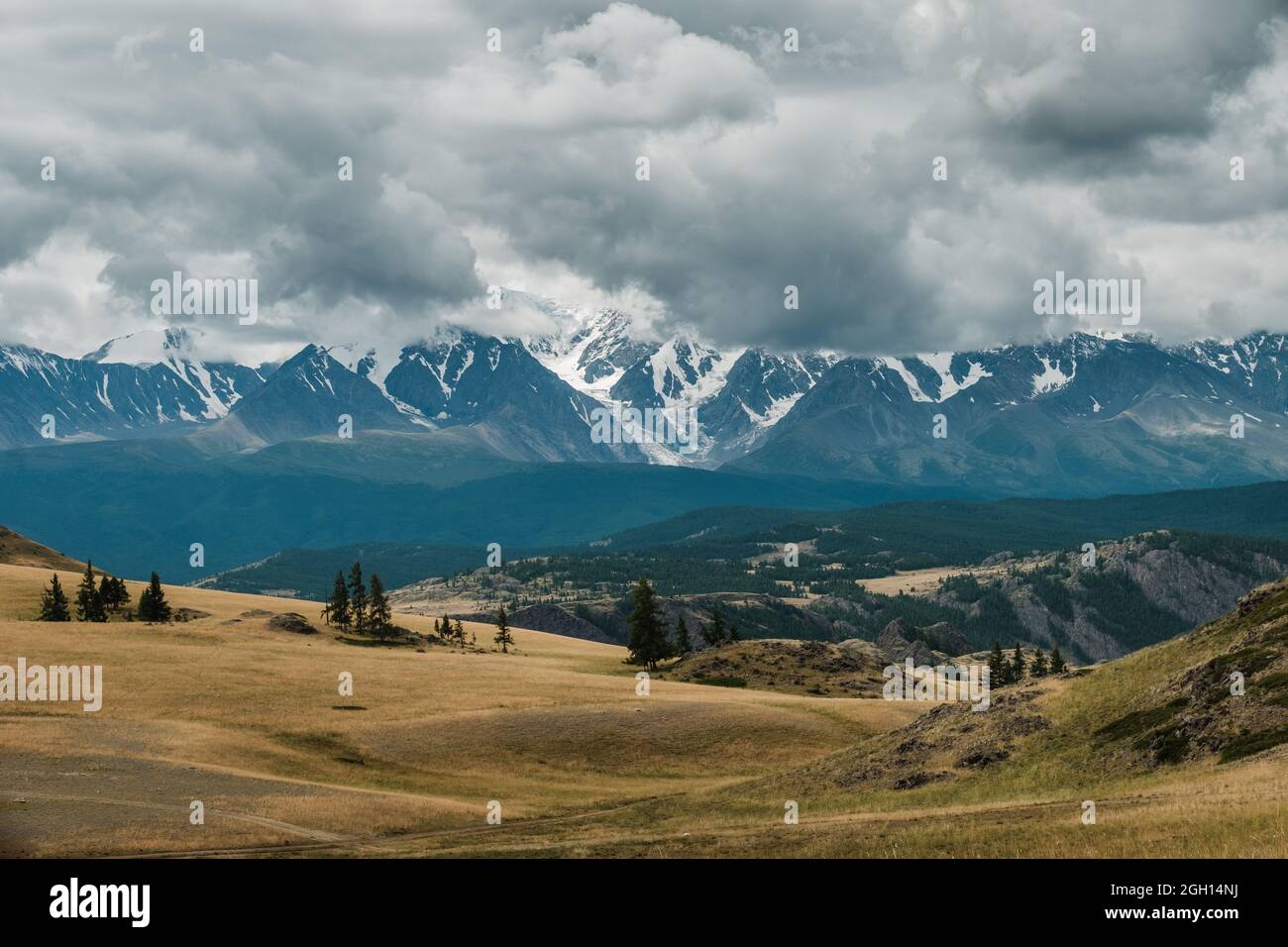 View of the Kurai steppes in the Altai Mountains Stock Photo - Alamy