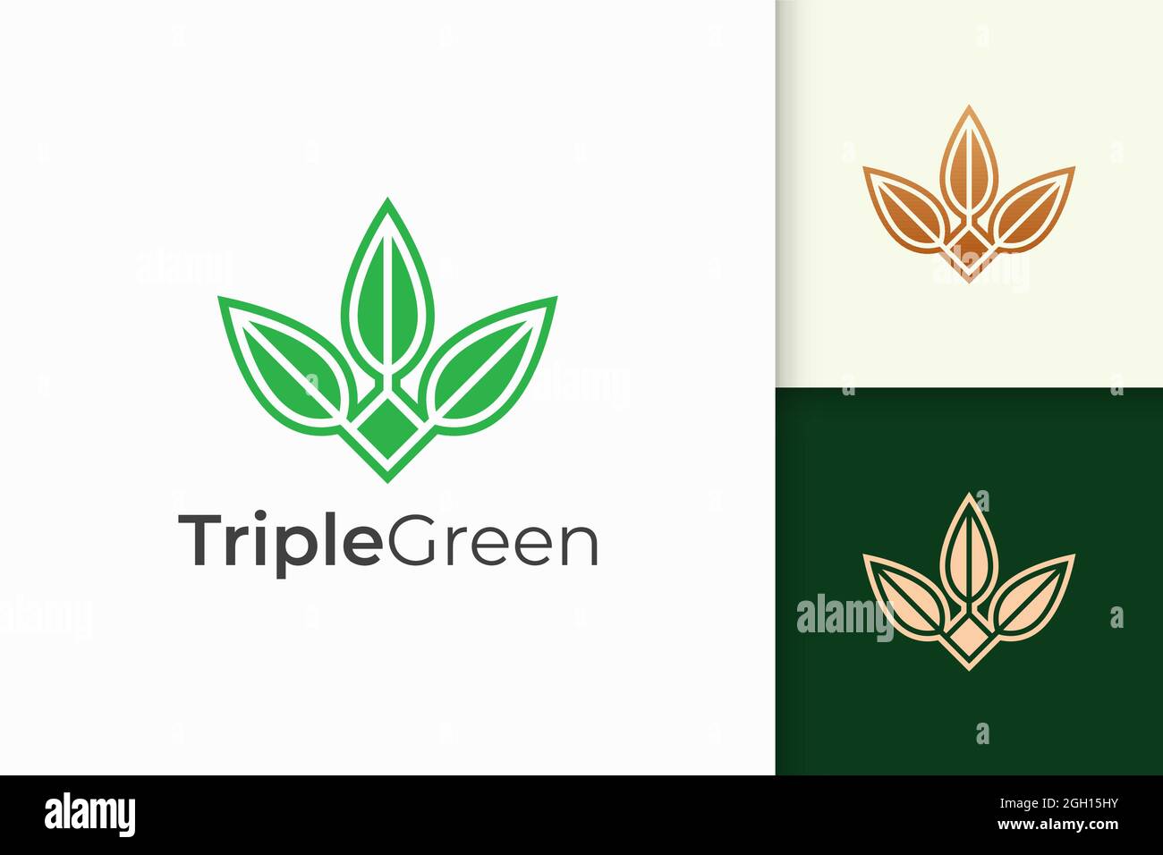 Triple leaf or flower logo in feminine and luxury style for health and ...