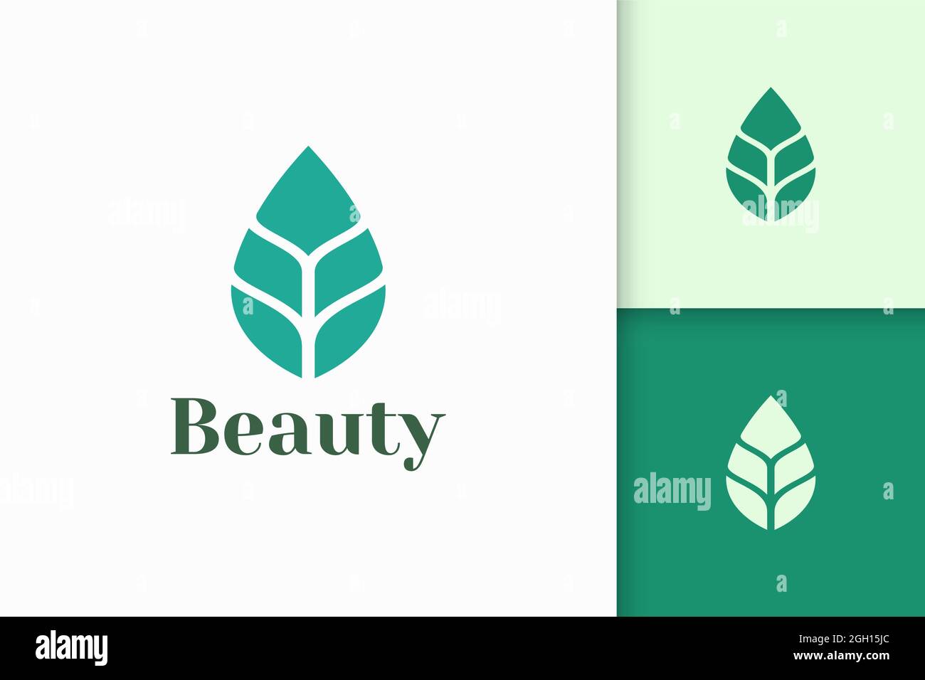Beauty or health logo in simple leaf shape represent nature Stock ...