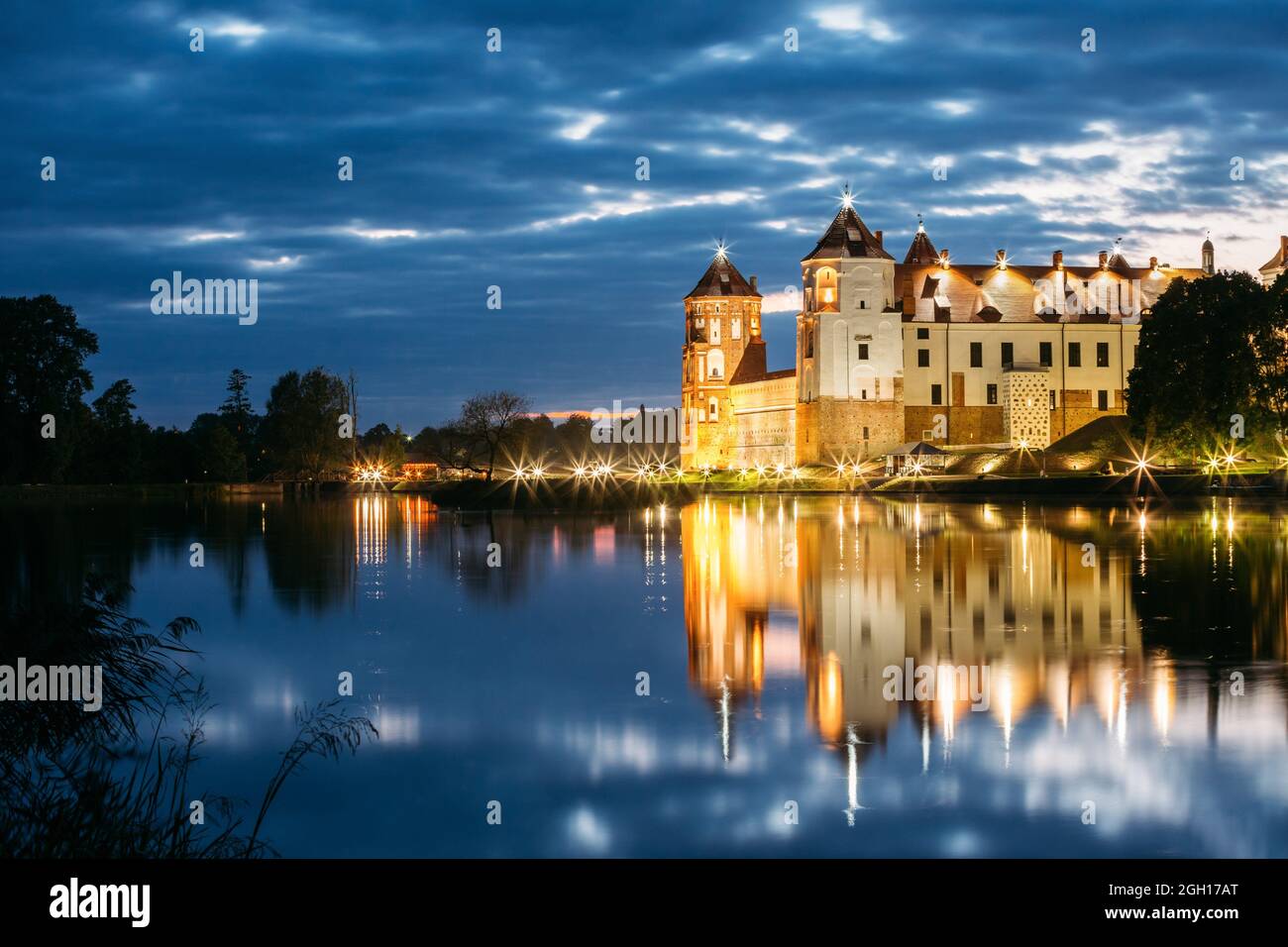 Mir, Belarus. Mir Castle Complex In Bright Evening Illumination With ...