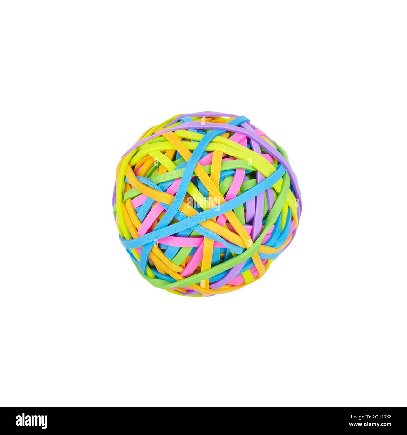 Coloured ball of rubber bands isolated on a white back ground Stock ...
