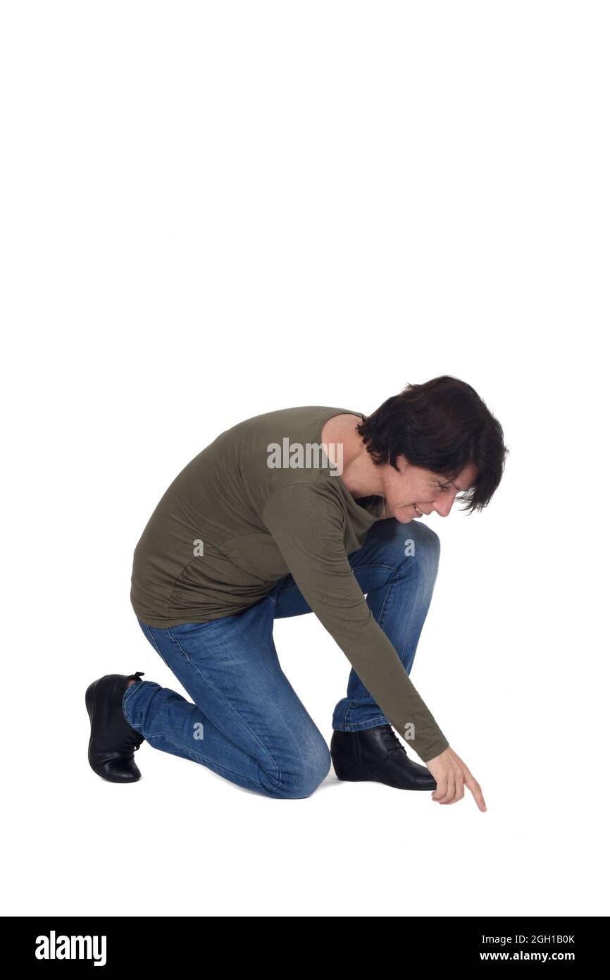 Woman Crouching Down Isolated High Resolution Stock Photography and ...