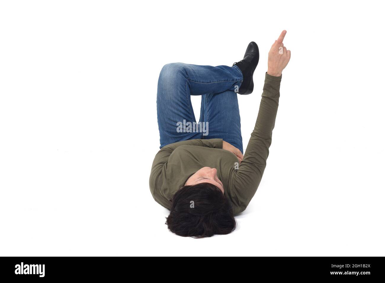 Laying down head on hand Cut Out Stock Images & Pictures - Alamy