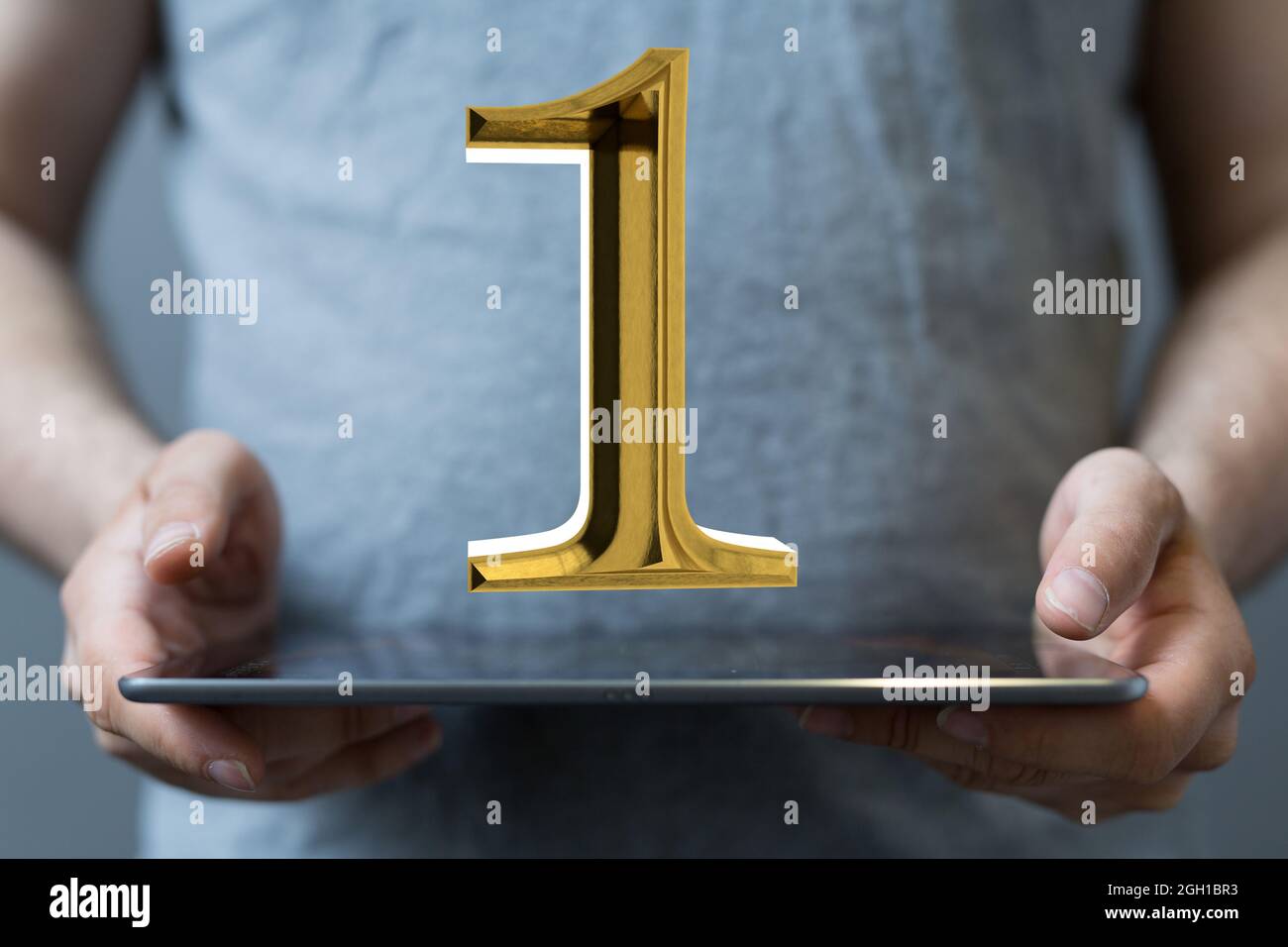 Digital 3d gold number 1 for the anniversary or fits place trophy ...