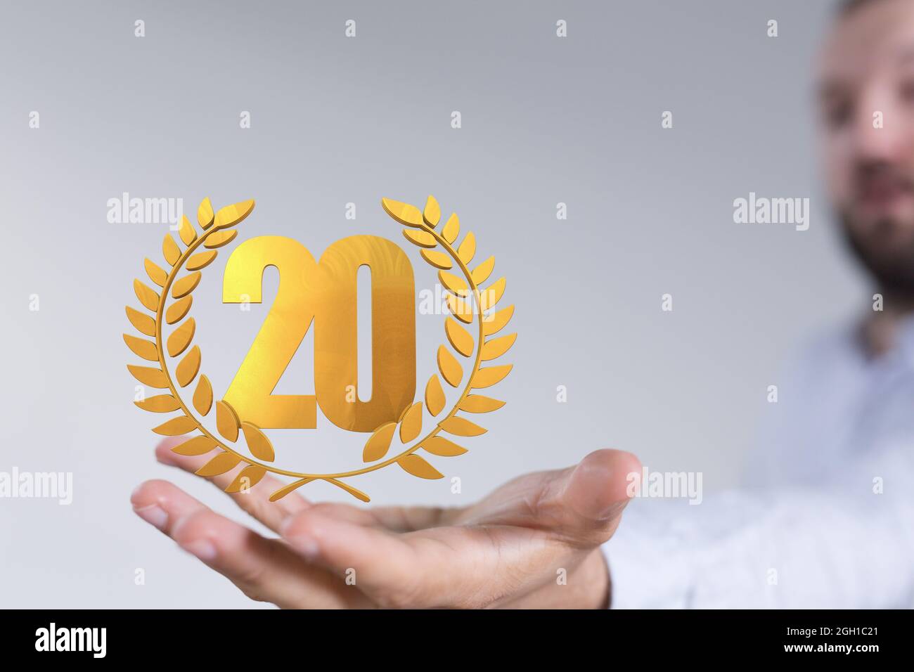 Digital 3d gold number 20 logotype for the anniversary, floating on the ...