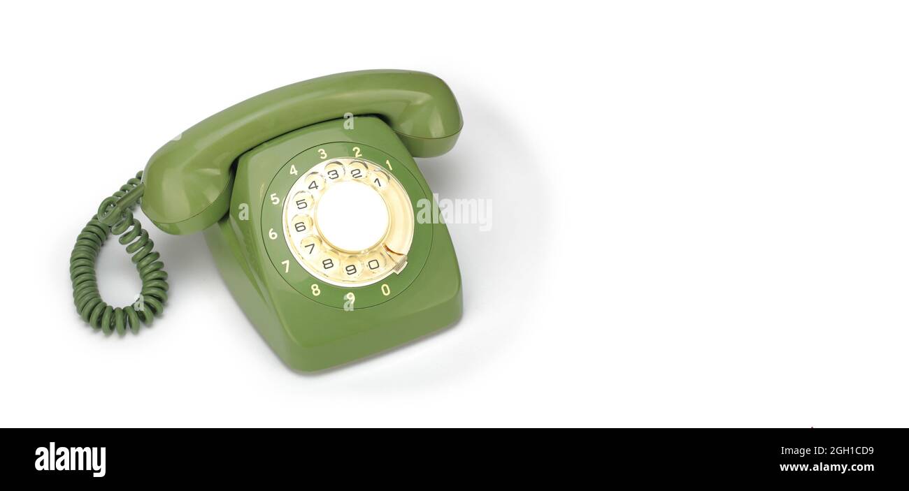 Vintage Phones - Green a retro telephone on a white background Stock ...