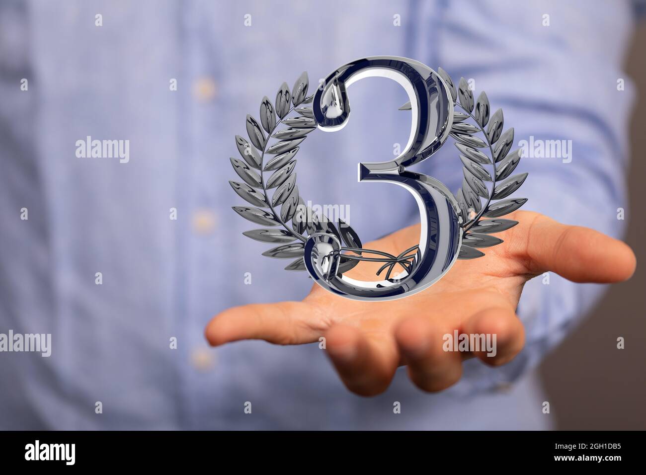 Digital 3d silver number 3 logotype for the anniversary or third place ...