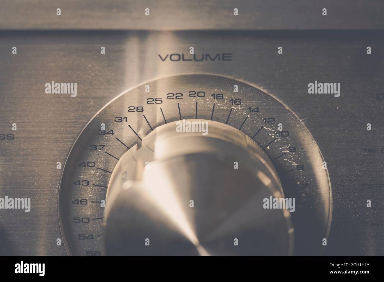 Vintage HiFi audio system, detail of the knobs and metal front Stock ...