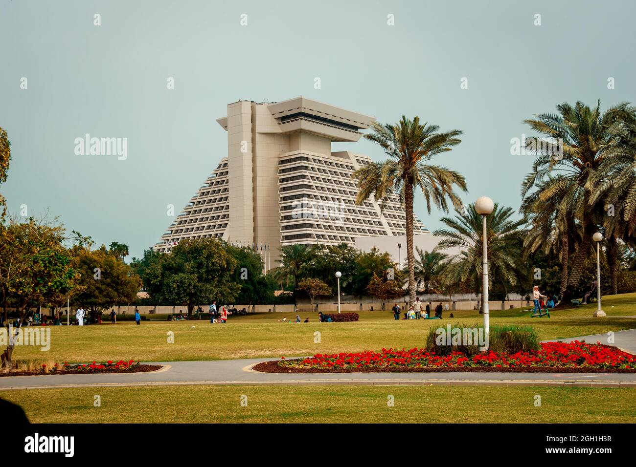 DOHA, QATAR - Mar 01, 2019: A beautiful view of the Sheraton Grand Doha ...