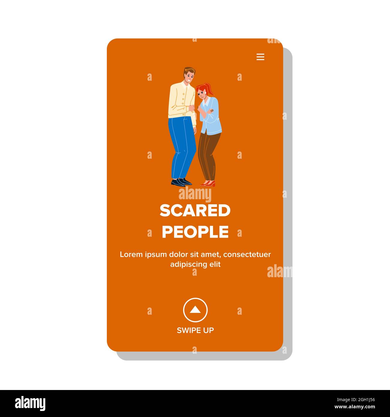 Scared People Couple Terrified In Panic Vector Stock Vector Image & Art ...