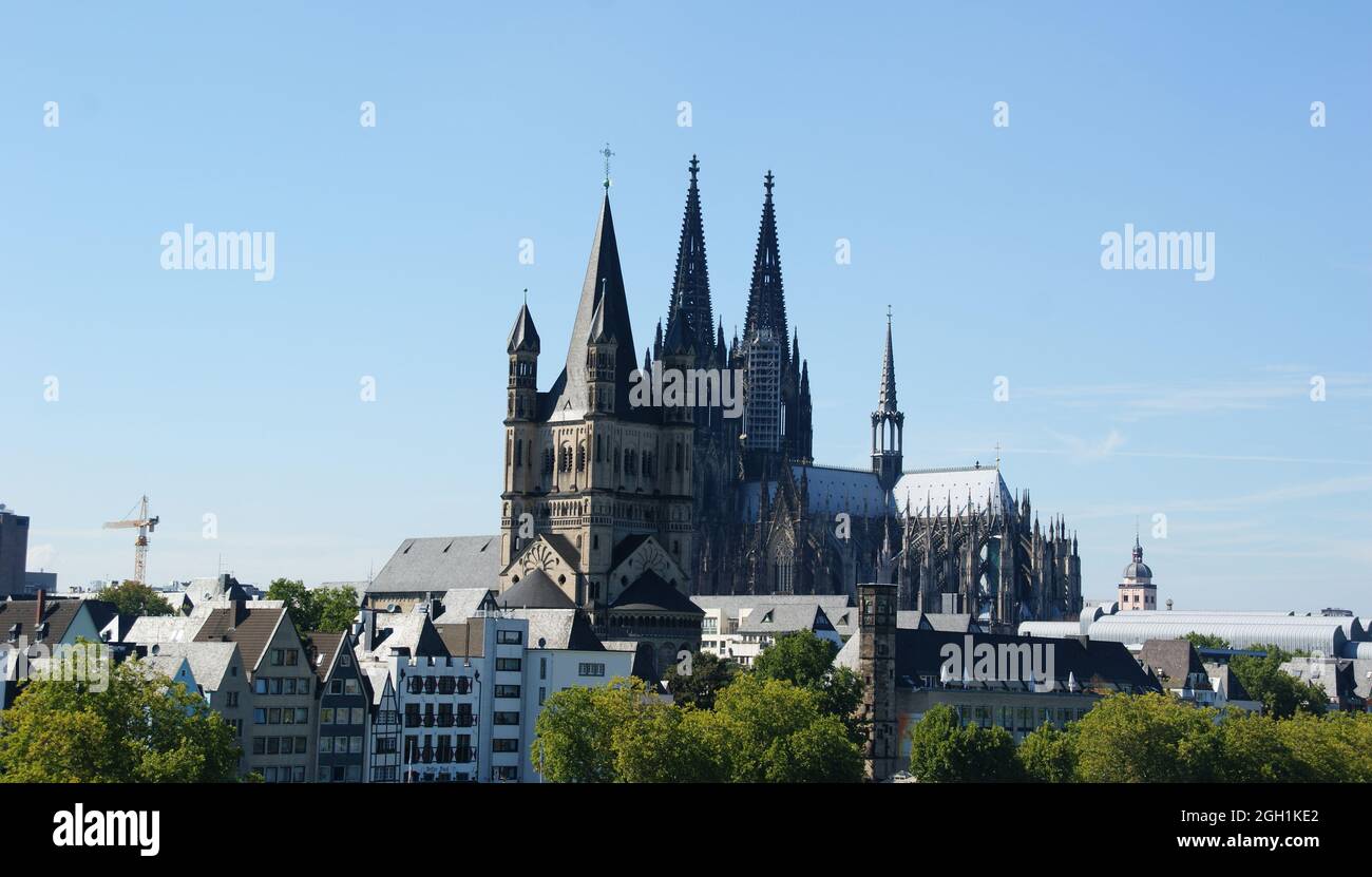KOLN, GERMANY - Aug 20, 2011: A panoramic shot of the buildings of ...