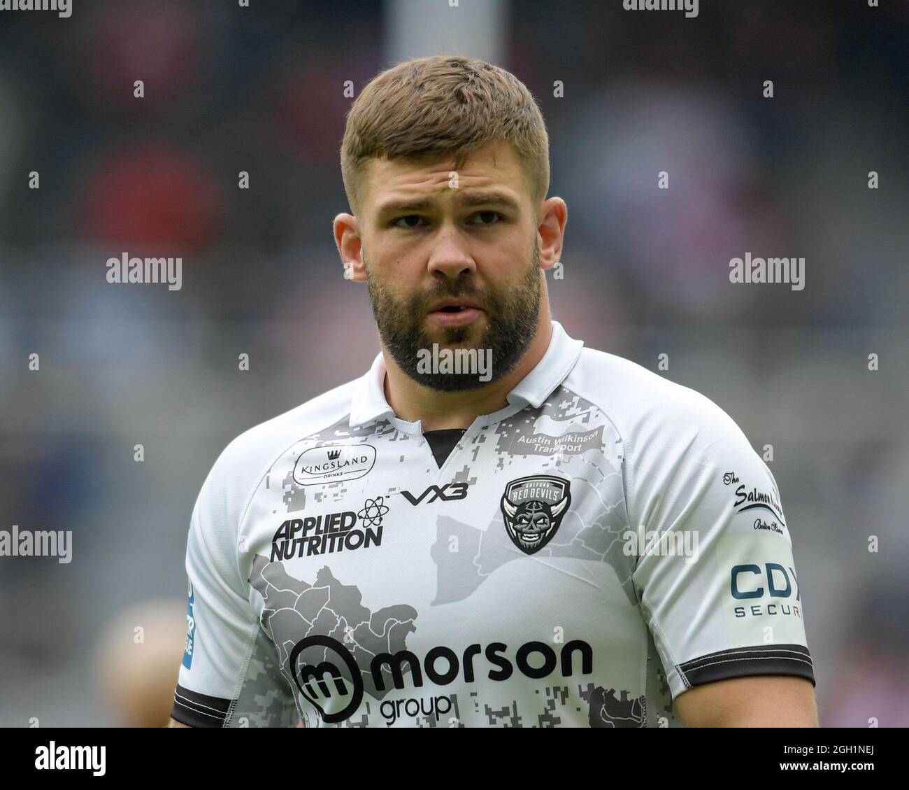 Ryan Lannon (11) of Salford Red Devils during the warm up Stock Photo ...