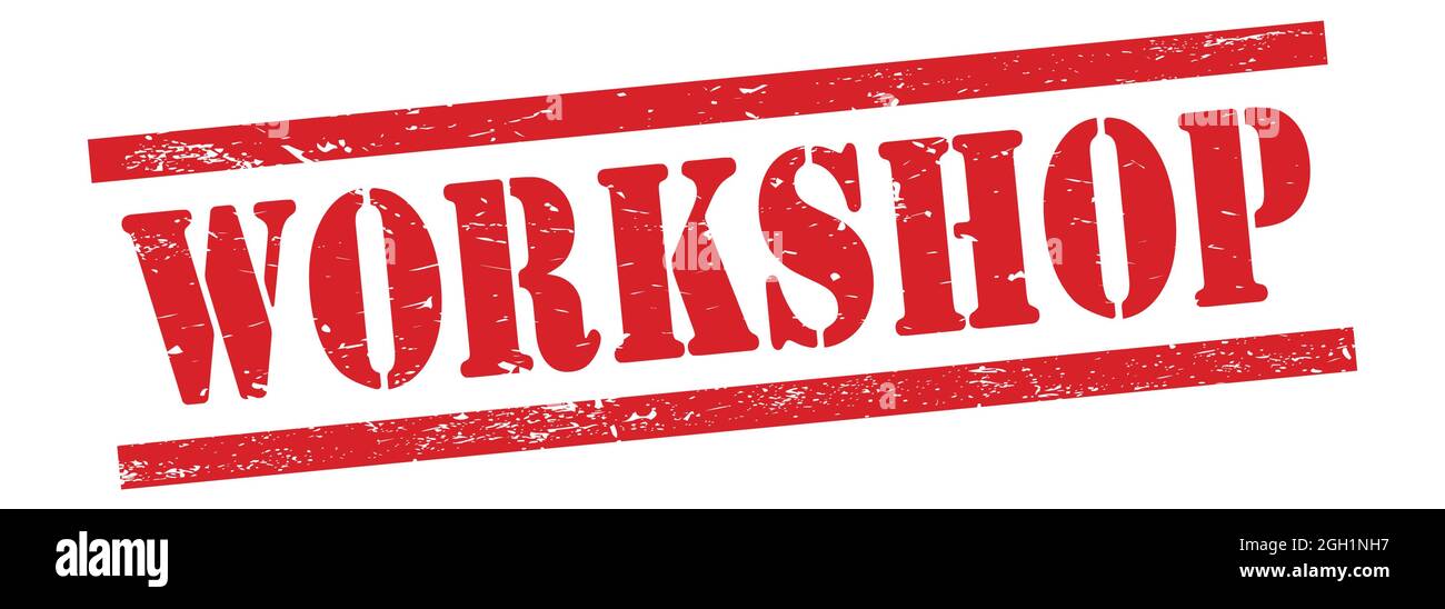 WORKSHOP text on red grungy vintage rubber stamp Stock Photo - Alamy