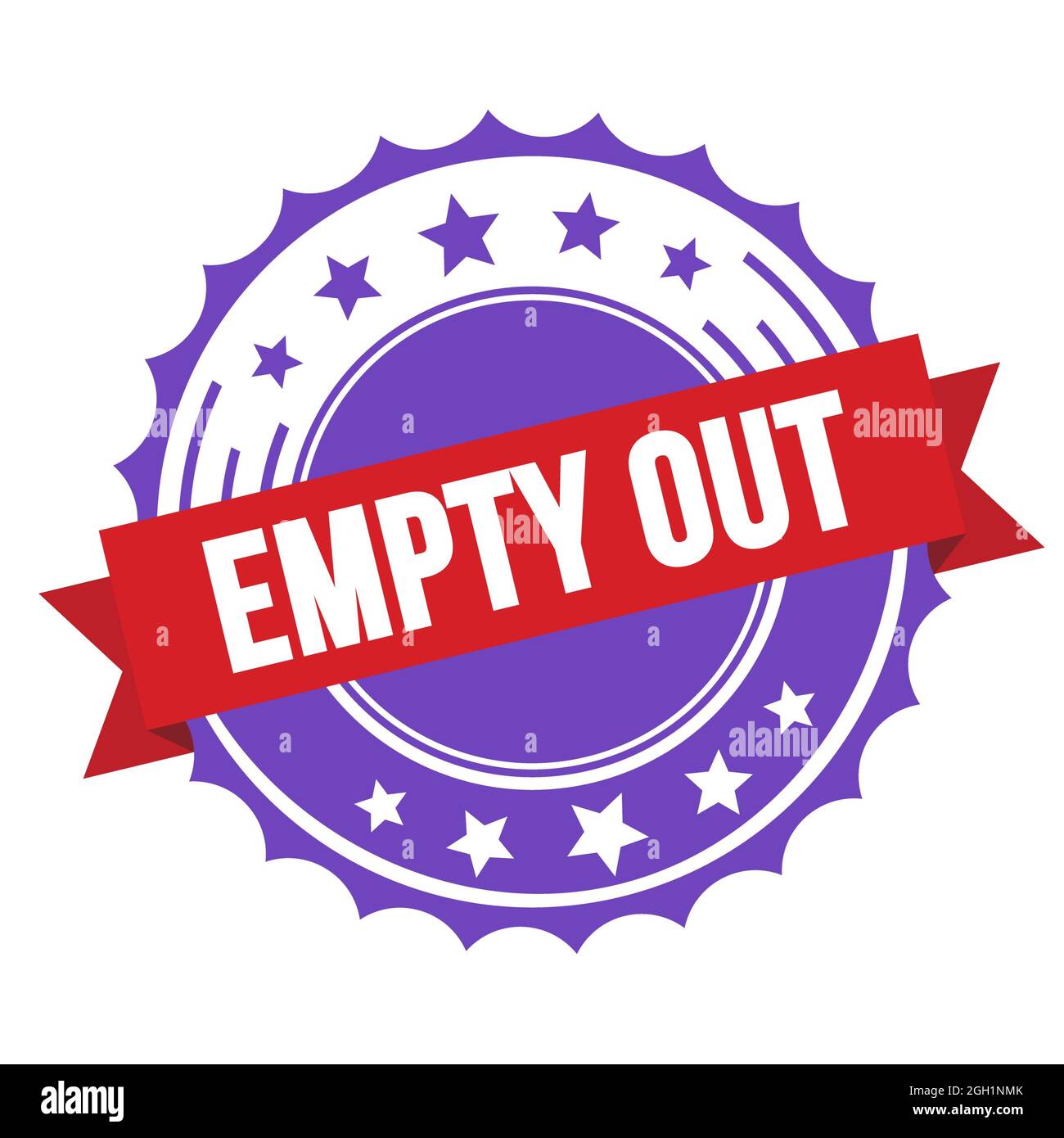 EMPTY OUT text on red violet ribbon badge stamp Stock Photo - Alamy