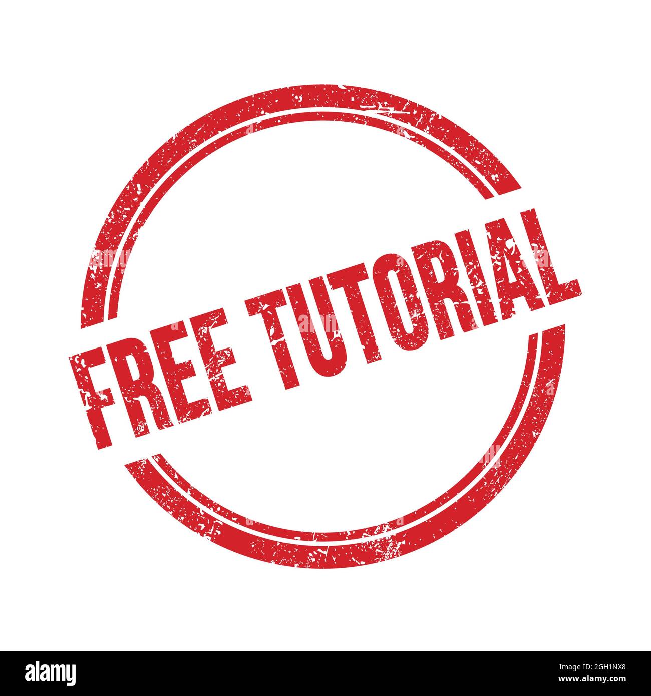 FREE TUTORIAL text written on red grungy vintage round stamp Stock ...
