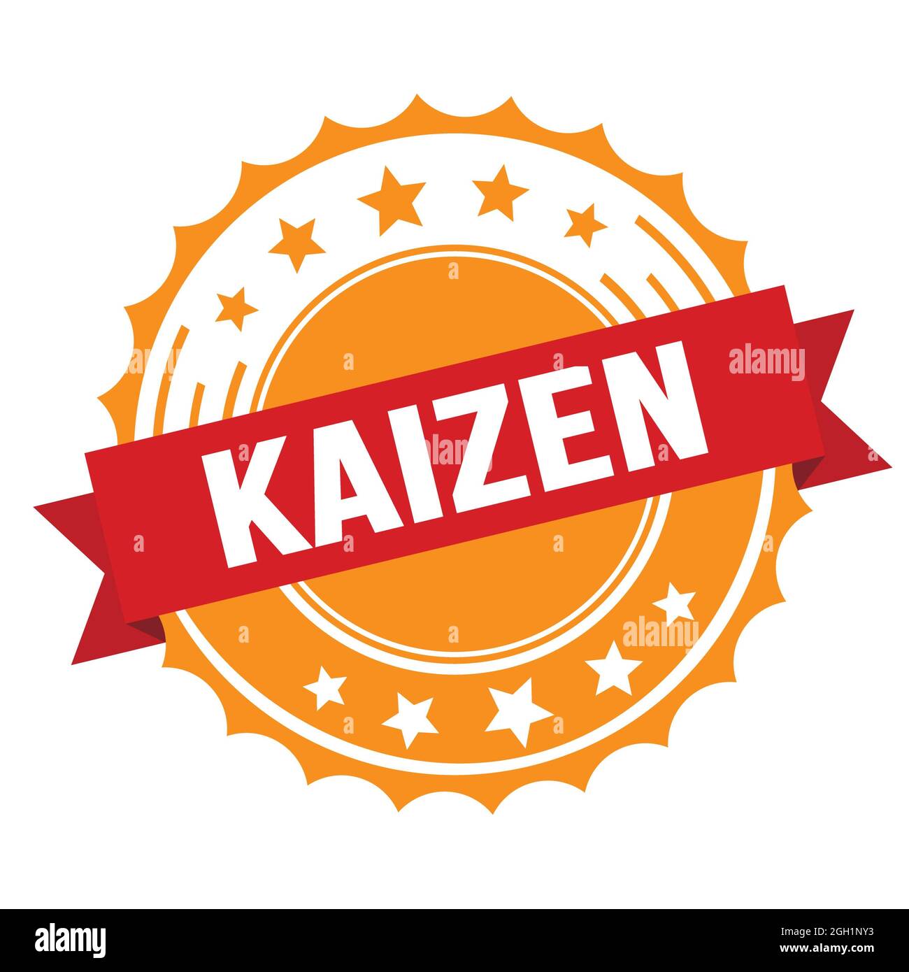KAIZEN text on red orange ribbon badge stamp Stock Photo - Alamy