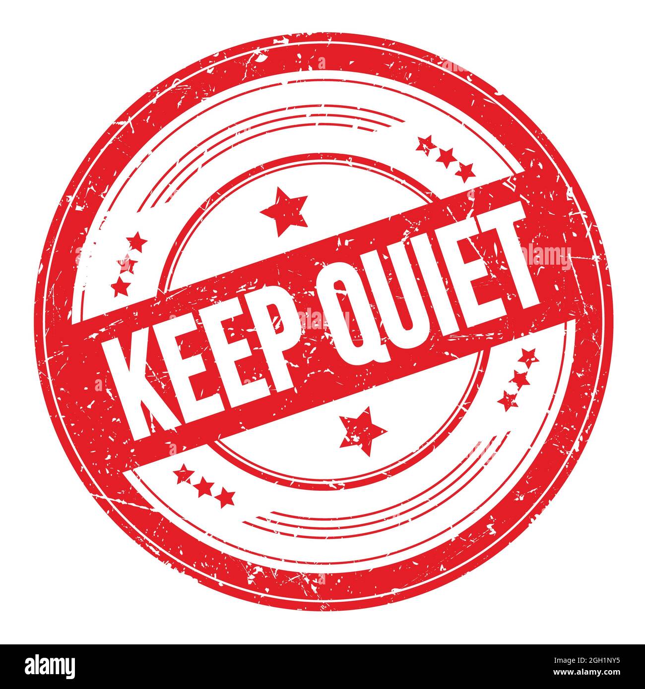 KEEP QUIET text on red round grungy texture stamp Stock Photo - Alamy