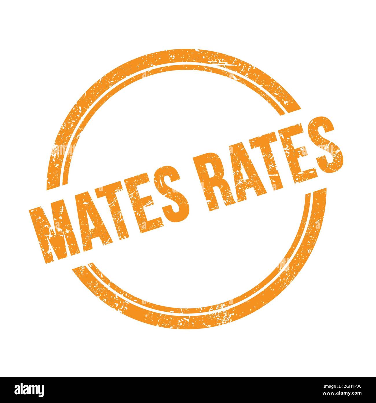 MATES RATES text written on orange grungy vintage round stamp Stock ...