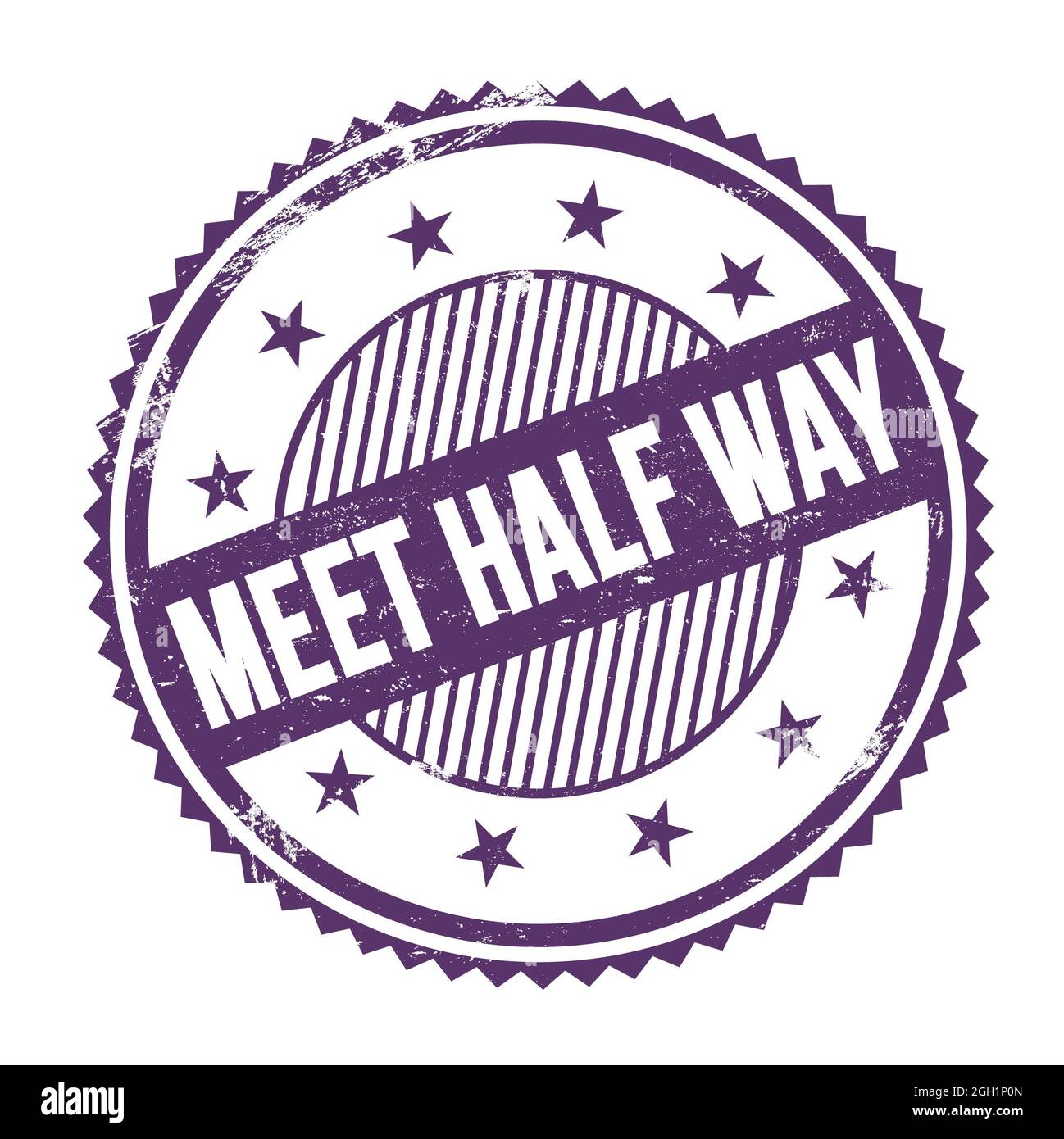 MEET HALF WAY text written on purple indigo grungy zig zag borders ...