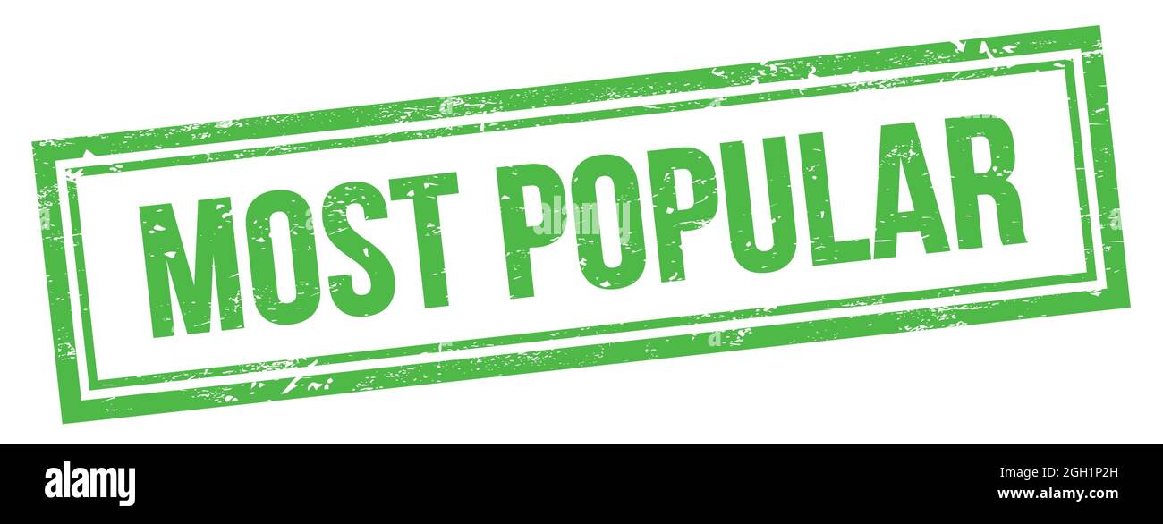 MOST POPULAR text on green grungy vintage rectangle stamp Stock Photo ...
