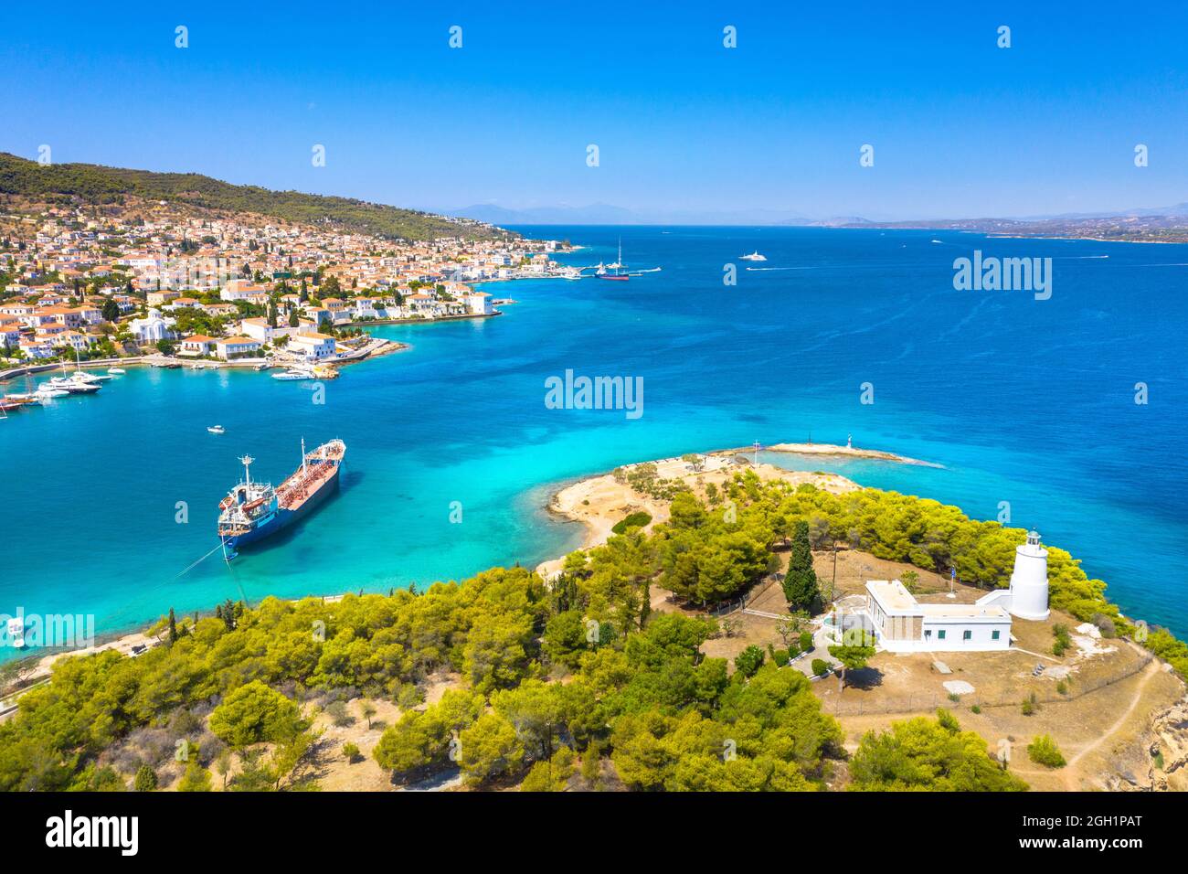View of the amazing island of Spetses, Greece Stock Photo - Alamy