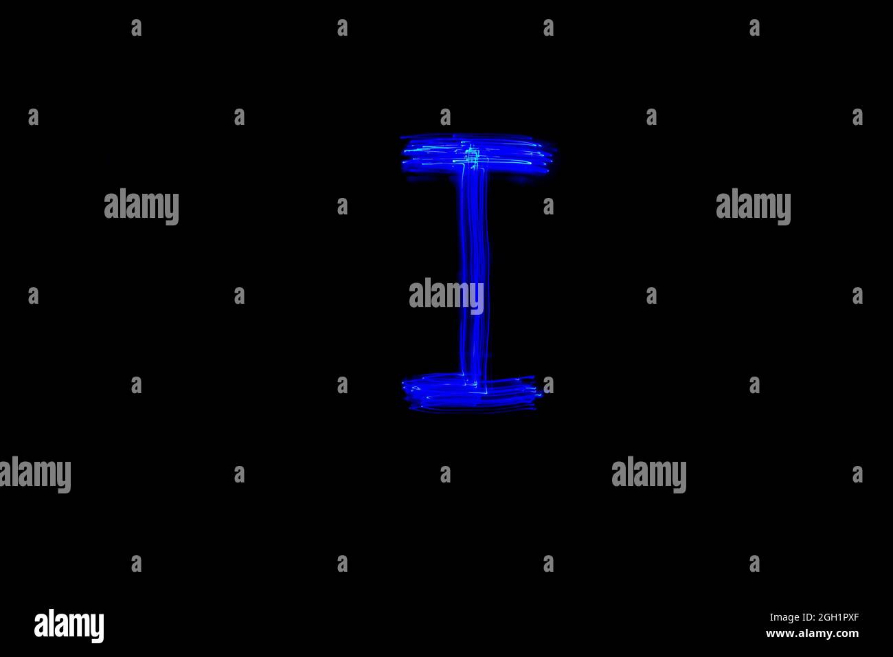 Letter I. Light painting alphabet. Long exposure photography. Drawn ...