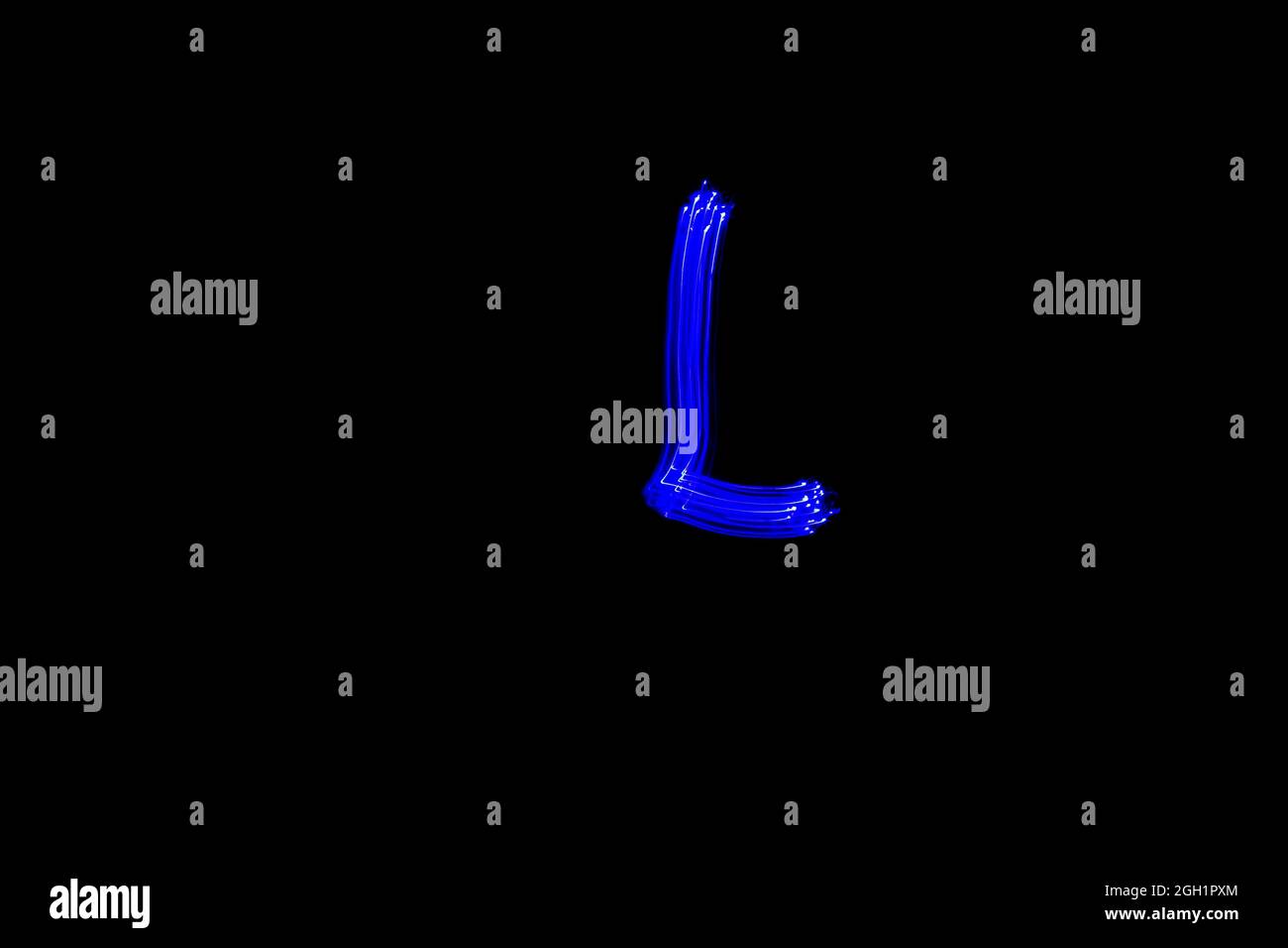 Letter L. Light painting alphabet. Long exposure photography. Drawn ...