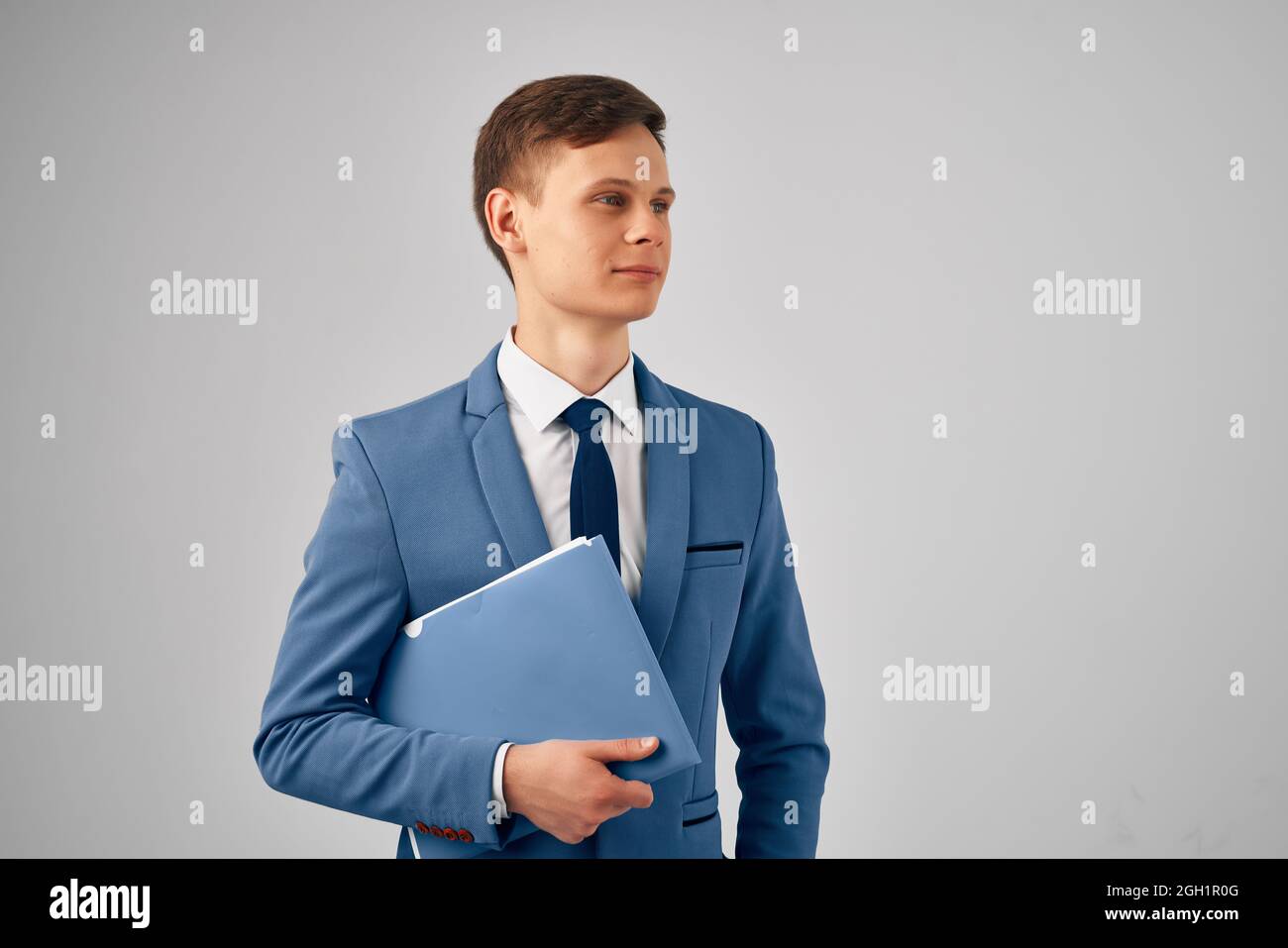 manager in a suit office work self-confidence documents Stock Photo - Alamy