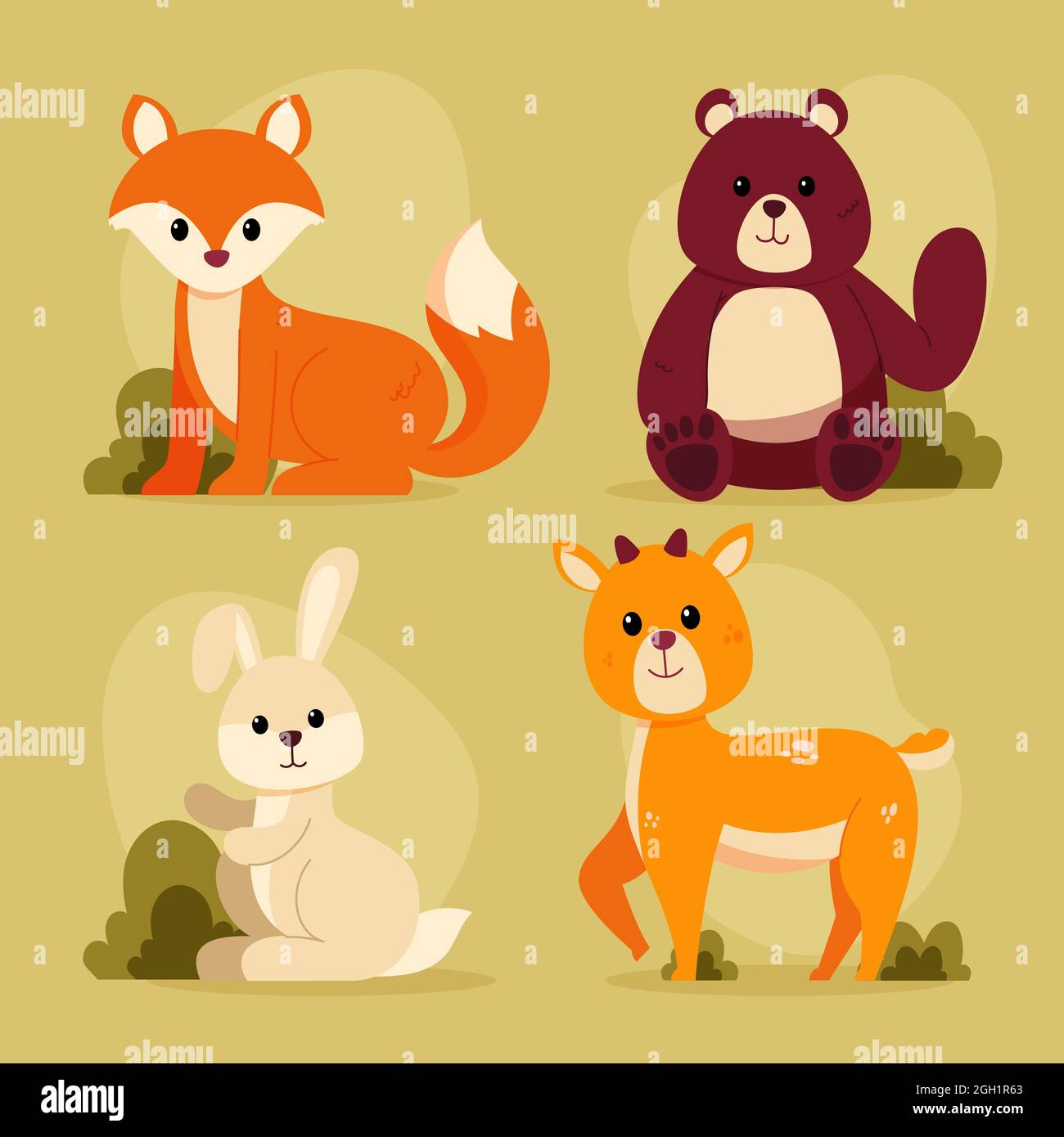 Hand drawn autumn animals set Vector illustration Stock Vector Image ...