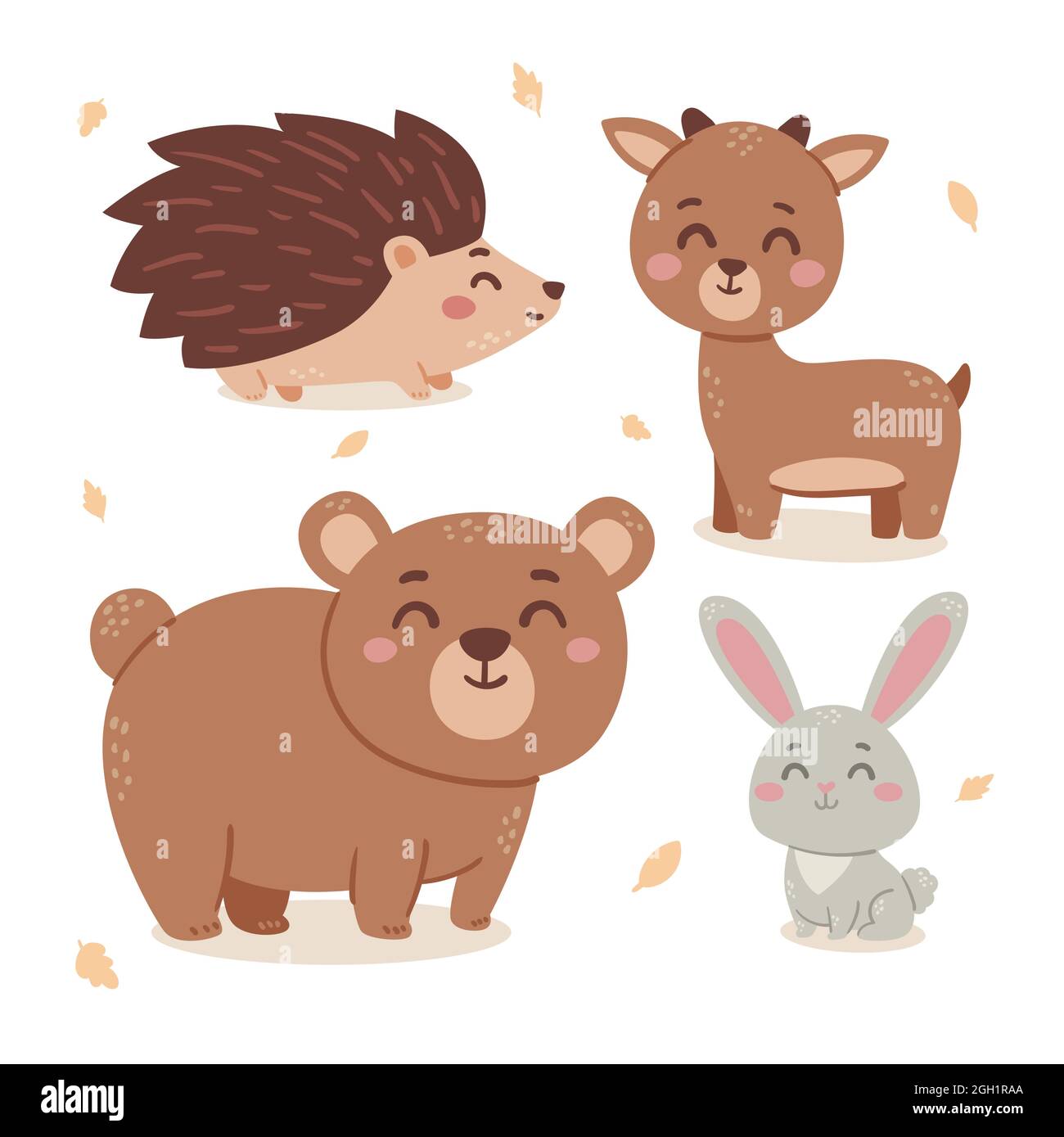 Hand drawn autumn animals set Vector illustration Stock Vector Image ...