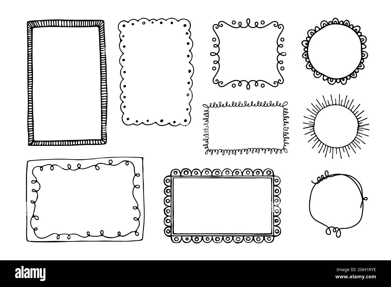 Hand drawn doodle frame set Vector illustration Stock Vector Image ...