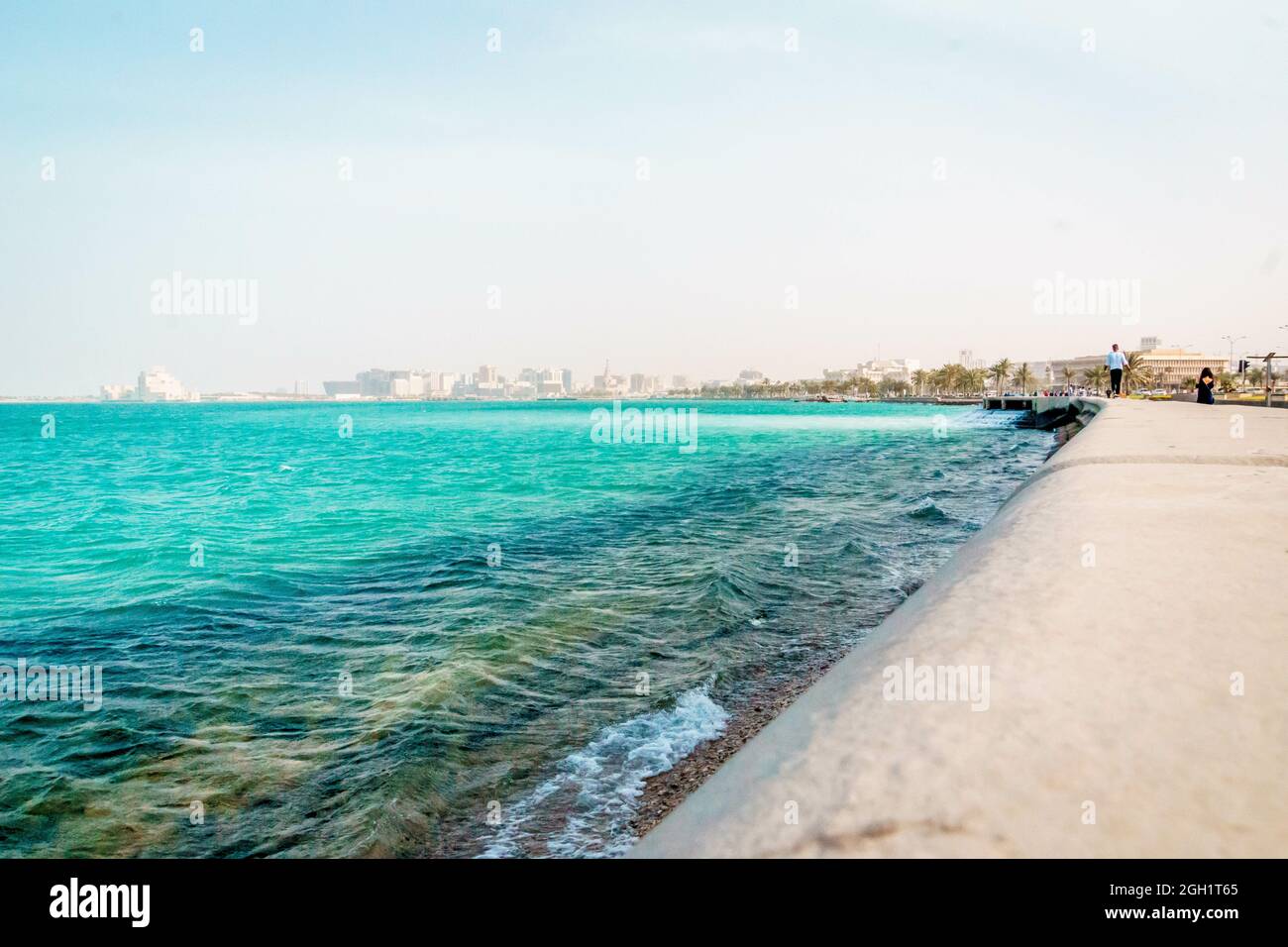 DOHA, QATAR - Mar 01, 2019: A closeup shot of The Doha Corniche ...